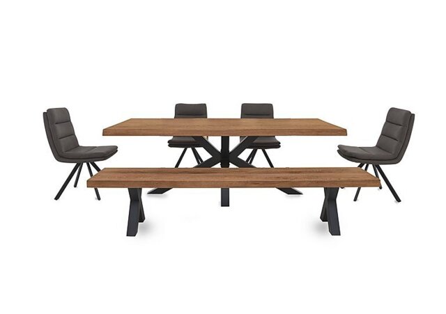 Bodahl - Njord Raw Edge Dining Table with Metal Star Base, Bench and 4 ...