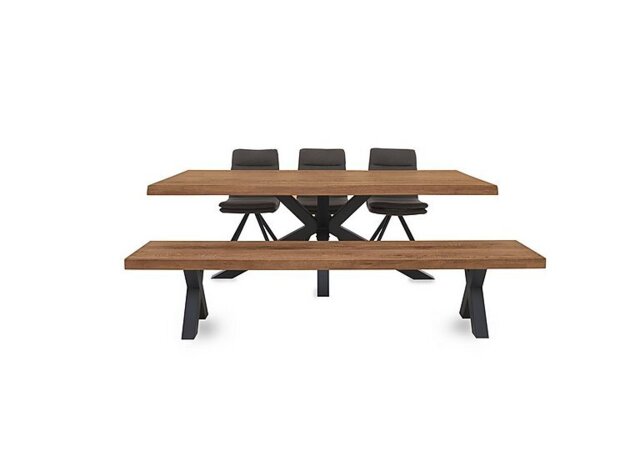 Bodahl - Njord Raw Edge Dining Table with Metal Star Base, Bench and 3 ...