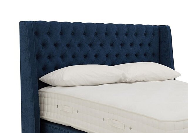 Hypnos - Bespoke Kingshill Floor Standing Headboard - Small Double - Premium Royal Navy by ...
