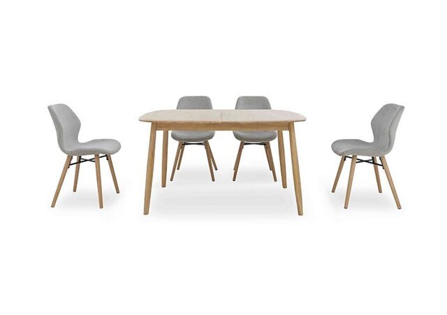 Stockholm Small Extending Dining Table and 4 Upholstered Chairs - Light ...