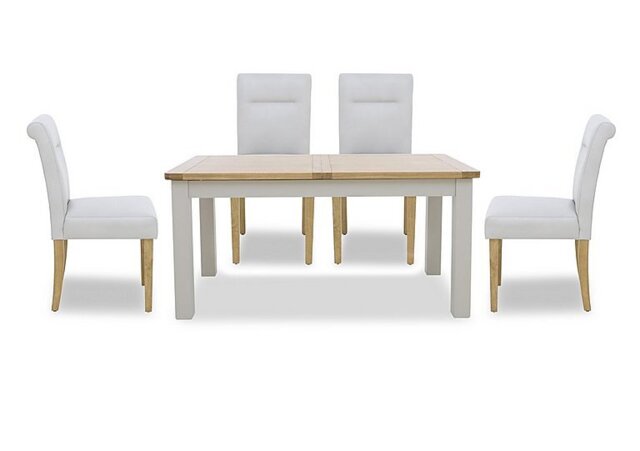 Lewis Rectangular Extending Dining Table and 4 Roll Back Faux Leather ...