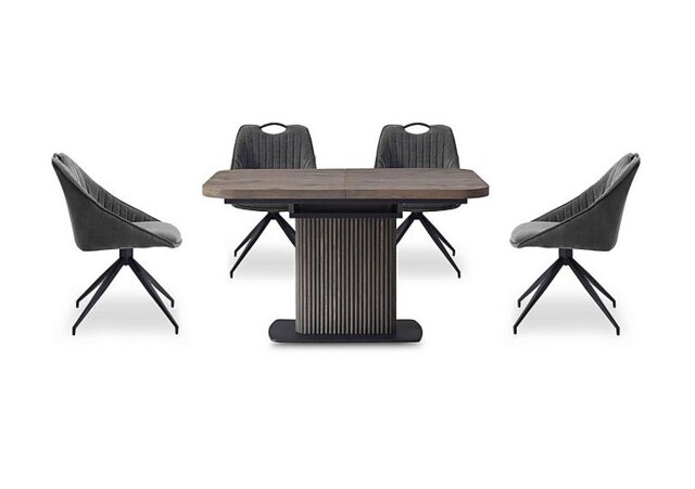 Jai Small Extending Dining Table with 4 Swivel Chairs - Dark Grey by ...