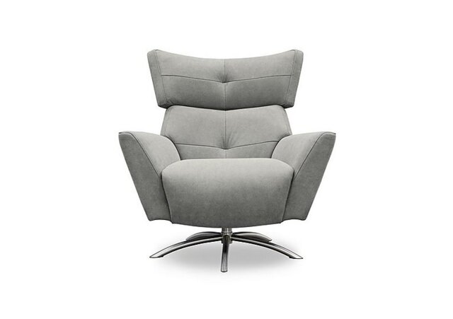 G Plan - Arlo Leather Swivel Chair - Texas Charcoal with Chrome Feet by ...