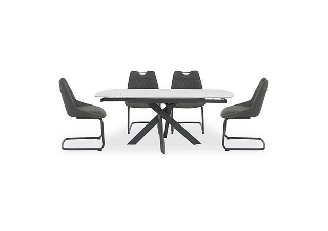 Warrior Crystal White Swivel Extending Dining Table with 4 Cantilever ...