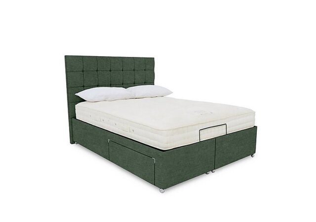 E-Motion Kaito Adjustable Divan Base with Headboard - King Size - Tormaline Green by Furniture ...