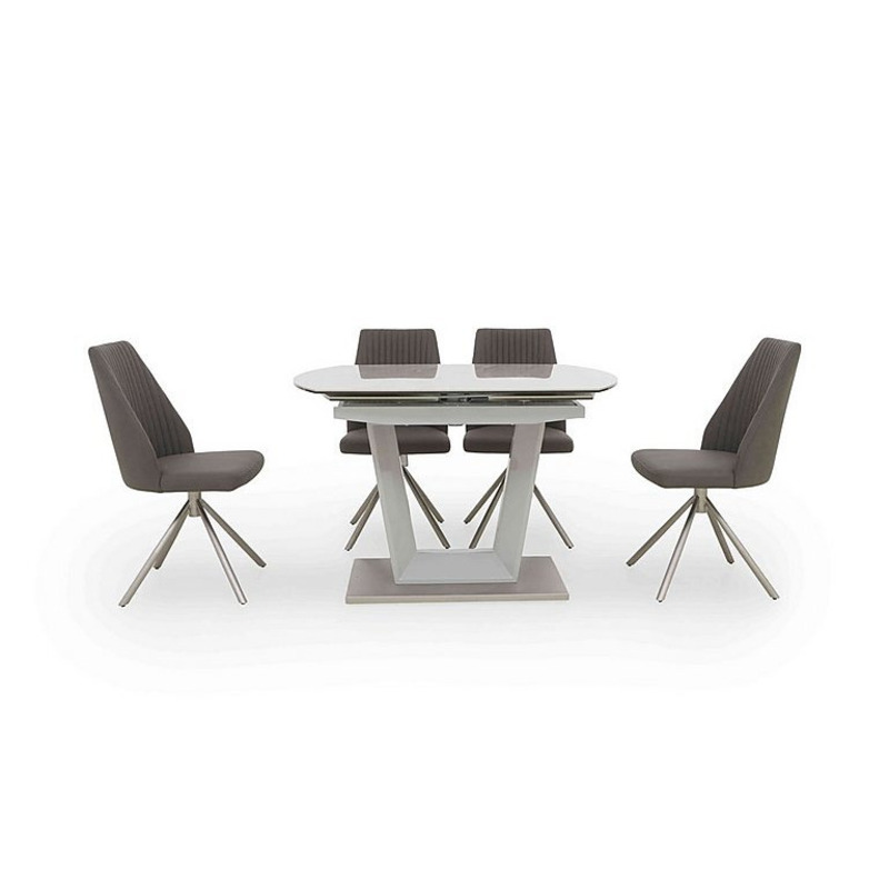 Grigio Swivel Extending Dining Table with 4 Swivel Chairs by Furniture ...