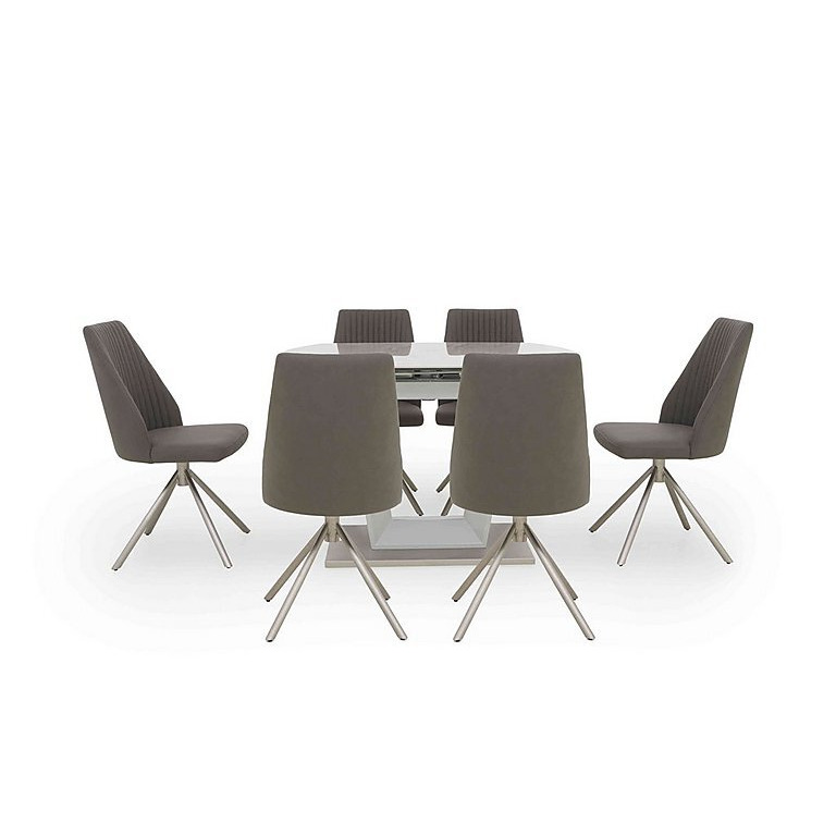 Grigio Swivel Extending Dining Table with 6 Swivel Chairs by Furniture ...