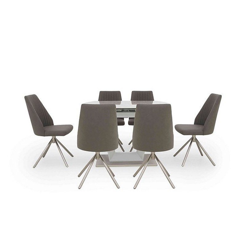 Grigio Swivel Extending Dining Table with 6 Swivel Chairs by Furniture ...