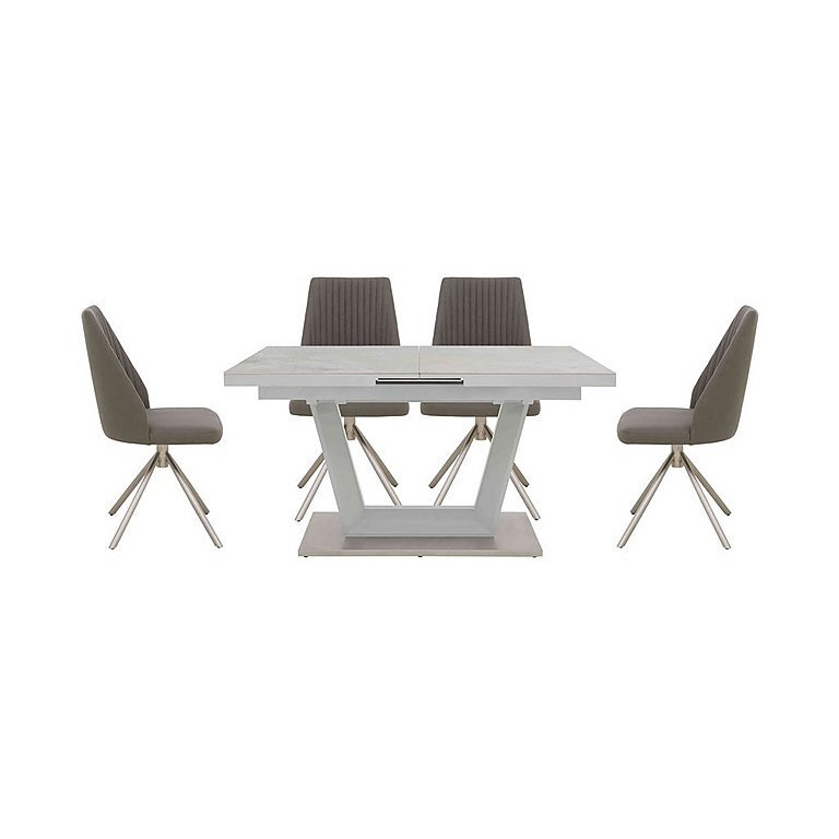 Grigio Small Extending Table with 4 Swivel Dining Chairs by Furniture ...