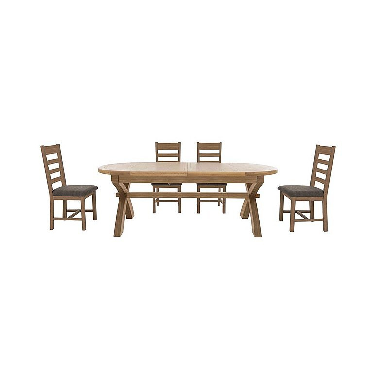 Hewitt Oval Extending Dining Table and 4 Slatted Chairs - Oak/New York ...