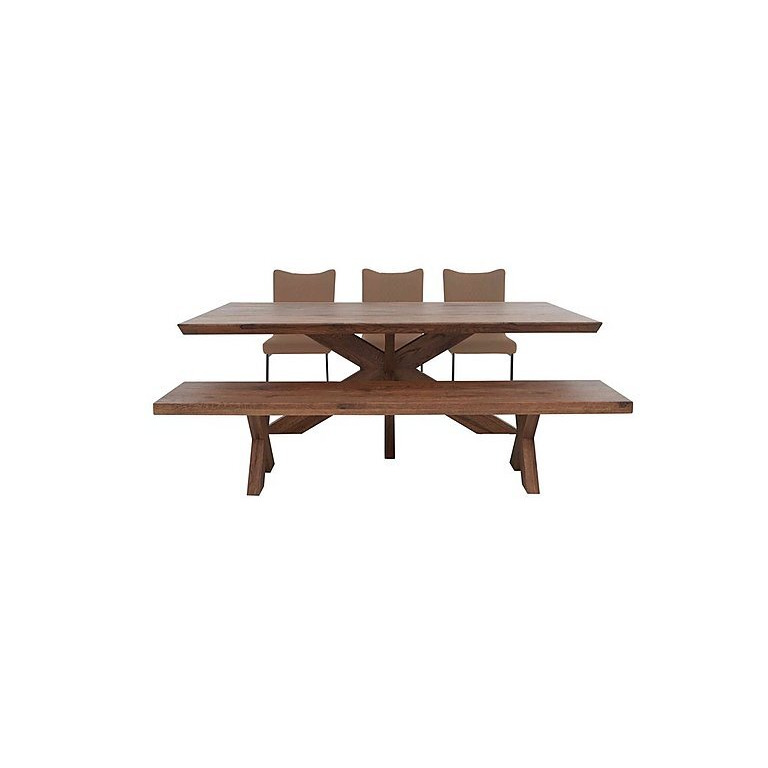 Bodahl - Loki Dining Table with 3 Brown Cantilever Chairs and Bench Set ...