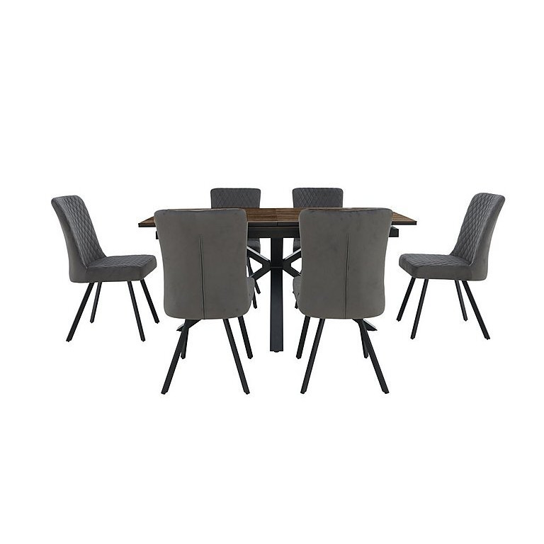 Mars Pop-Up Extending Dining Table and 6 Velvet Chairs by Furniture ...