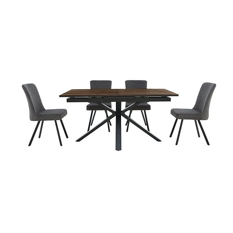 Mars Pop-Up Extending Dining Table and 4 Velvet Chairs by Furniture ...
