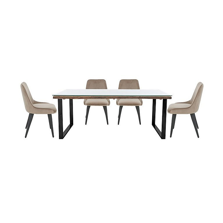 Noir Dining Table with U-Leg Base and 4 Chairs - 180-cm - Taupe by ...