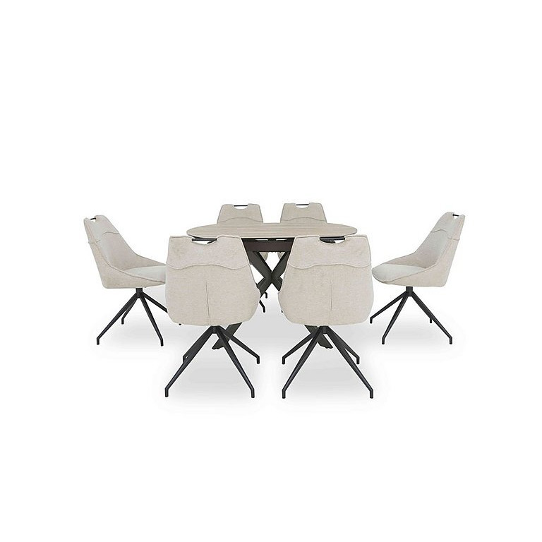Pedro Swivel Extending Dining Table with 6 Swivel Fabric Chairs by ...