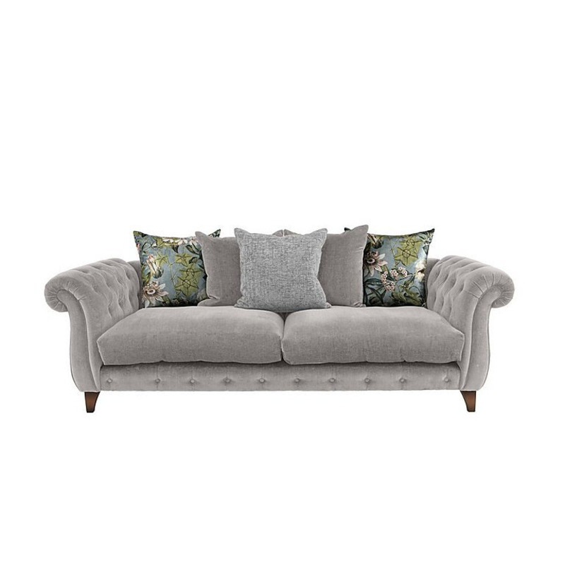 Boutique Palace Fabric 3 Seater Scatter Back Sofa - Oasis Silver by ...