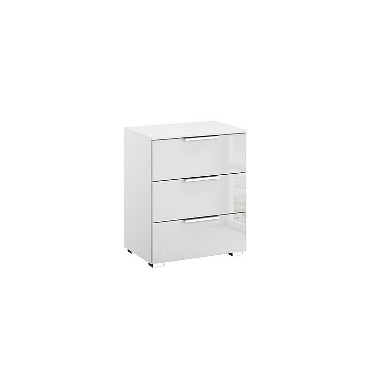 Rauch - Perth 3 Drawer Bedside Chest - White Carc/White Glass by ...
