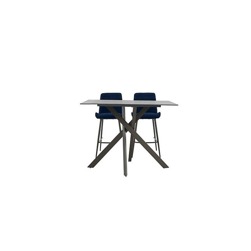 Samurai Table and 2 Velvet Bar Stools - Blue by Furniture Village ...