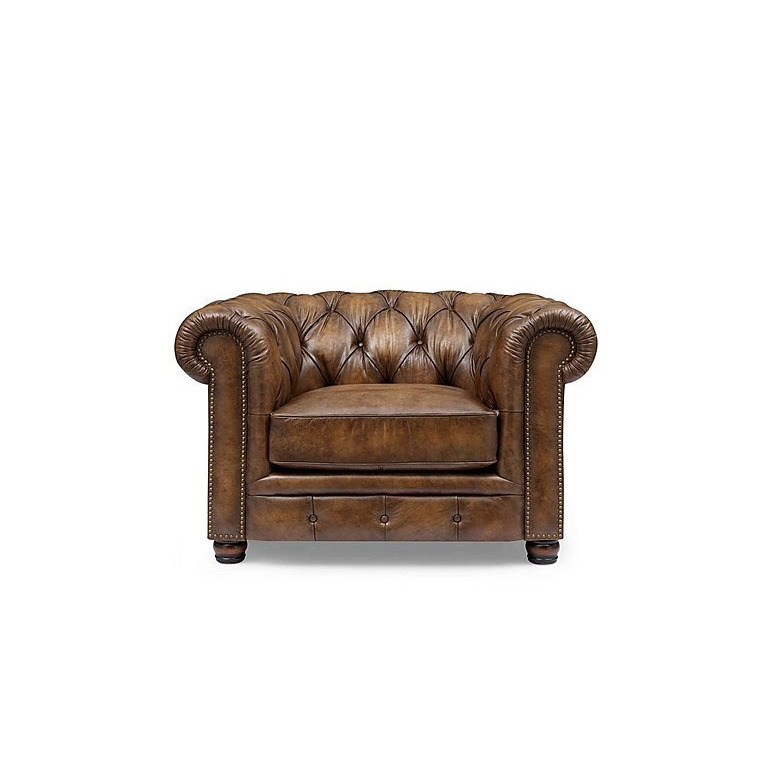 At The Helm - Shackleton Leather Chesterfield Chair with USB-C - Saddle ...