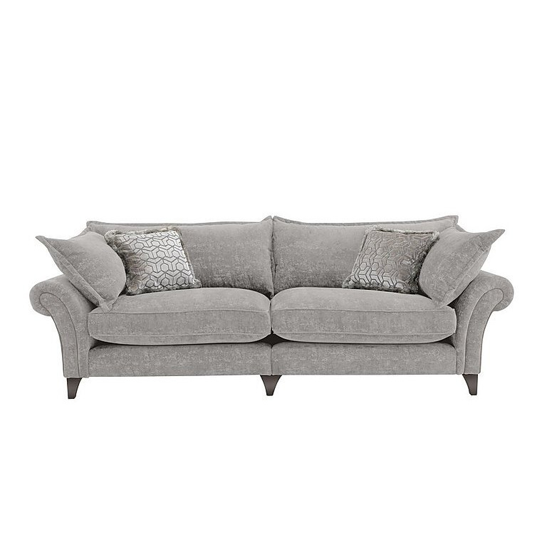 Boutique Splendour Fabric 4 Seater Split Sofa - Meridian Silver with Grey Feet by Furniture ...