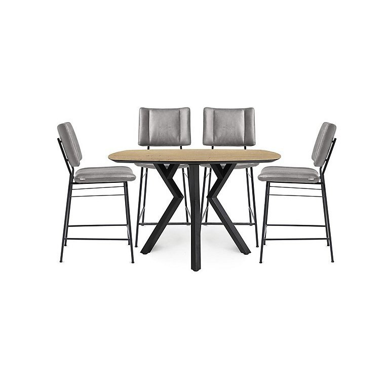 Habufa - Toronto Table and 4 Light Grey Faux TO Leather Fixed Bar ...