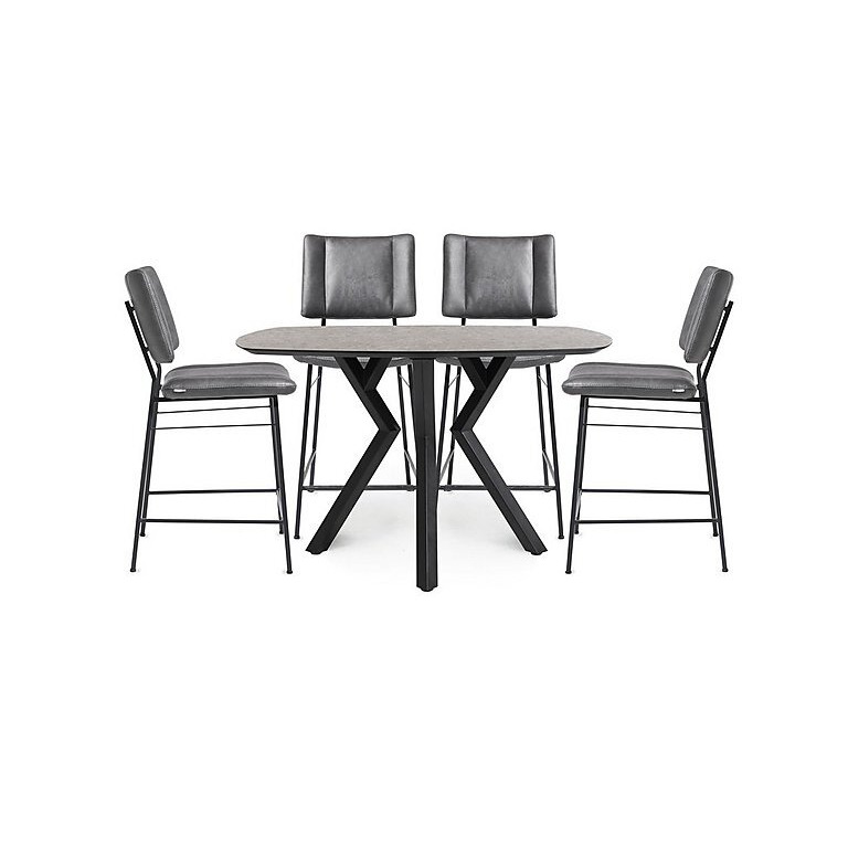 Habufa - Toronto Table and 4 Anthracite Faux TO Leather Fixed Bar ...