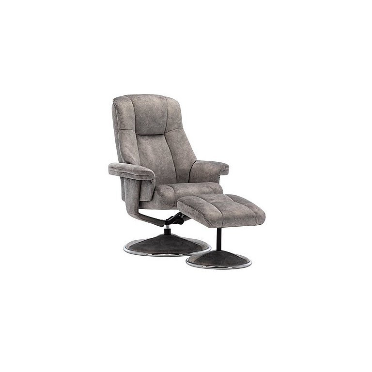 Troyes Fabric High-Back 360 Swivel Chair and Footstool - Elephant by ...