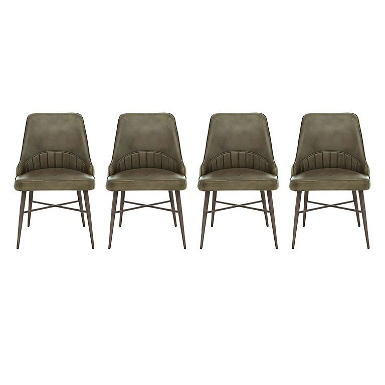 Val Set of 4 Leather Dining Chairs - Olive by Furniture Village ...