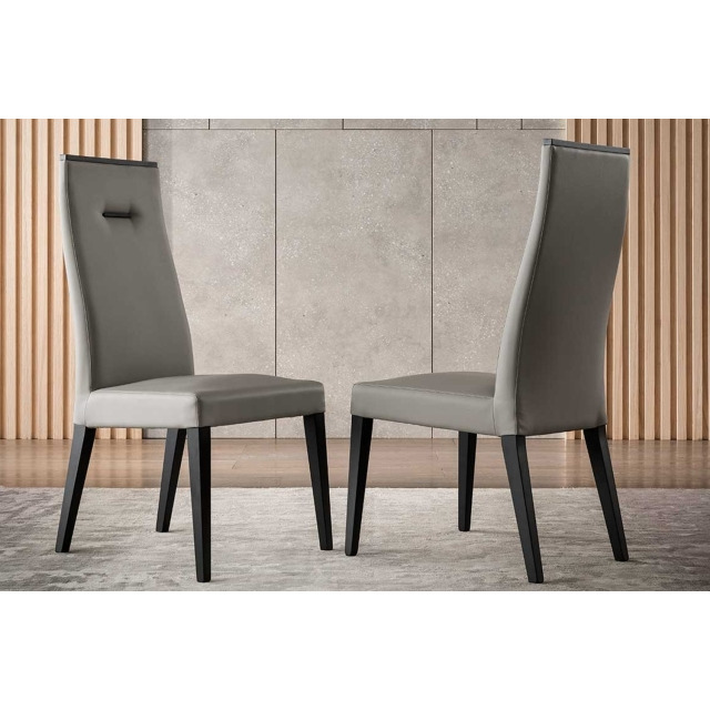 ALF Italia Novecento Set Of 2 Dining Chairs in Silver Eco Leather ...