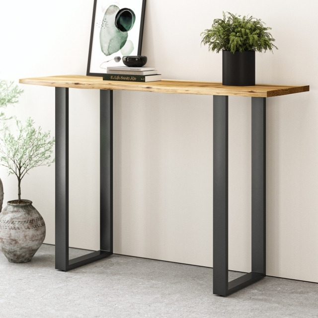Live Edge Reclaimed Wood Console Table with Metal U Shaped Leg in ...