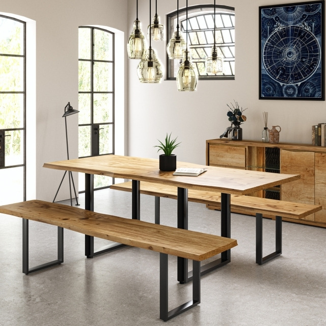 Live Edge Reclaimed Wood 2m Dining Table with U Shaped Legs in Natural ...
