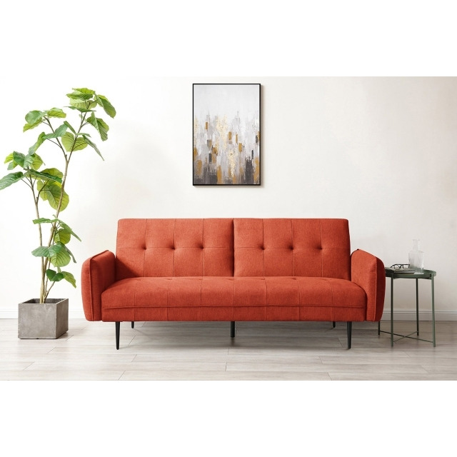 Erin Click Clack Sofa Bed in Textured Weave - Orange by Furniture World ...