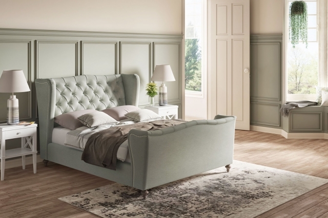 Sussex Upholstered High End Bed Frame - Double - Grey by Furniture ...