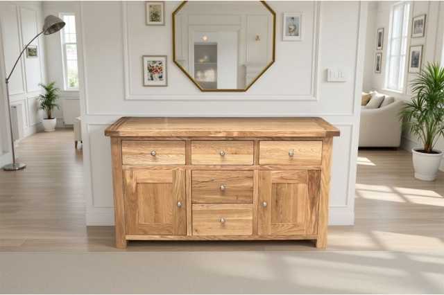 Largo Rustic Solid Oak Large Sideboard - Oak by Furniture World ...
