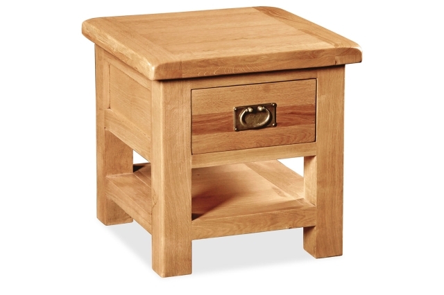 Salisbury Waxed Premium Oak Lamp Table With Drawer - Oak by Furniture ...