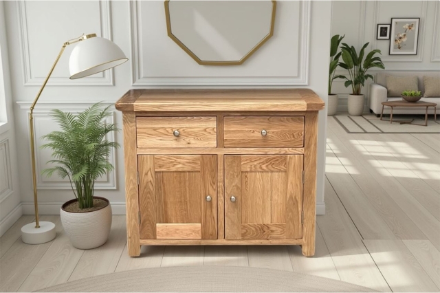 Largo Rustic Solid Oak Small Sideboard - Oak by Furniture World ...