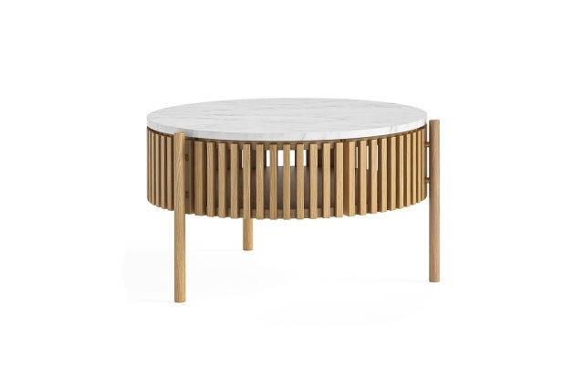 Soho Natural Oak Slatted Story Coffee Table with Marble Top - Oak by ...