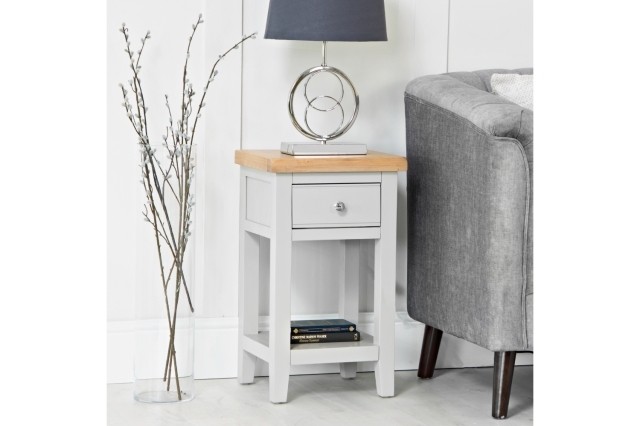 Eton Painted Grey Oak Lamp Table - Grey by Furniture World | ufurnish.com