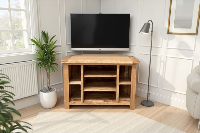 Largo Rustic Solid Oak Corner TV Unit - Oak by Furniture World ...