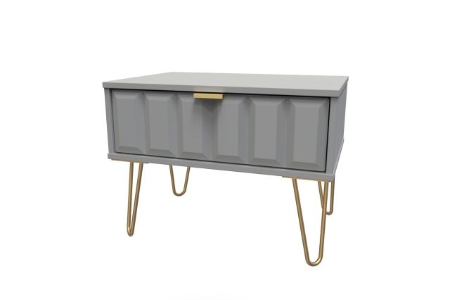 1 Drawer Wide Bedside Table with Cube Panel Design - Shadow Matt by ...