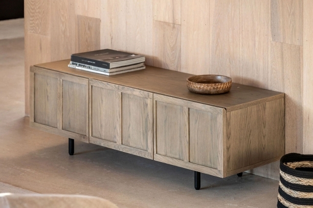 Gallery Direct Panelled Smoked Oak Media TV Unit - Smoked Oak by ...