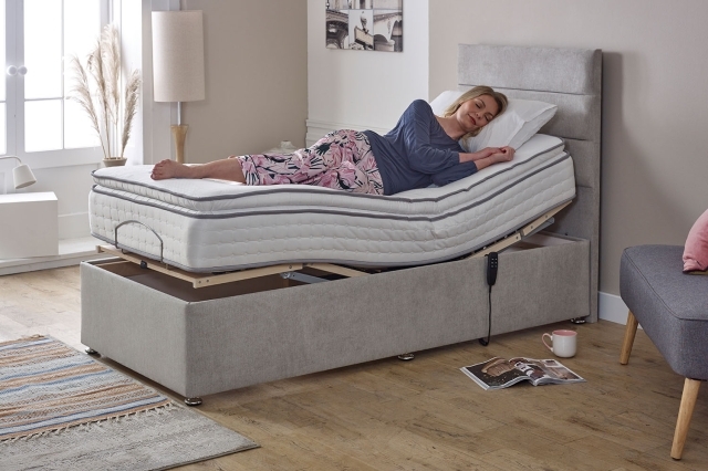 Adjust-A-Bed Mayfair Luxury Pillowtop Electric Adjustable Divan Bed - Double - Grey by Furniture ...