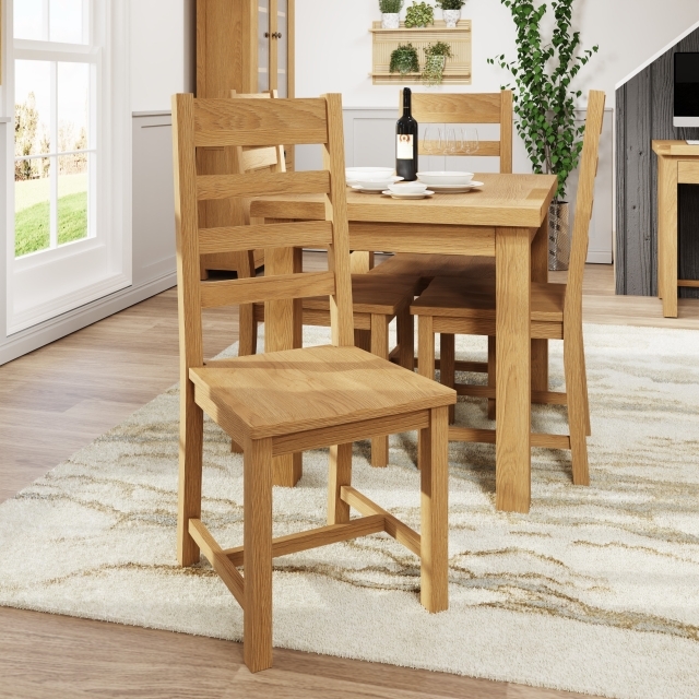 Light Rustic Oak Ladder Back Dining Chair Wooden Seat - Oak by ...