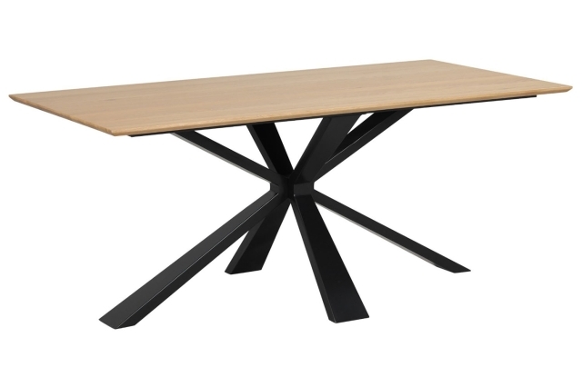 Heron Industrial Oak 180cm Fixed Top Dining Table with Metal Base - Oak by Furniture World ...