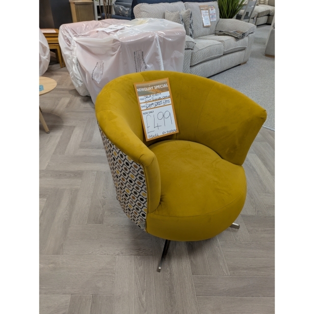 Orla Kiely Lily Swivel Chair in Glyde Velvet Orche by Furniture World ...
