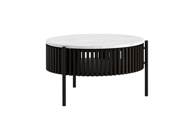Soho Black Oak Slatted Story Coffee Table with Marble Top - Black by ...