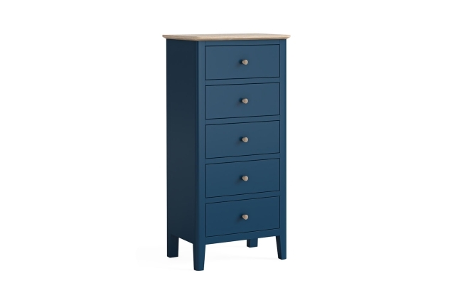 Marlow Oak Painted Navy Blue Tallboy Chest of Drawers - Blue by ...