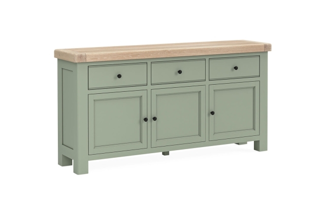 Salcombe Painted Oak Sage Green Large Sideboard - Sage by Furniture ...