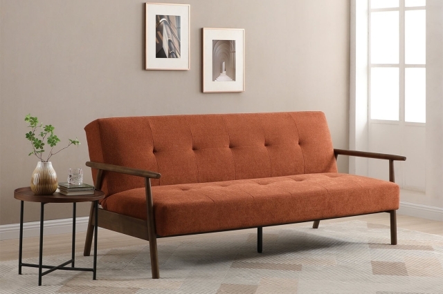 Becky Click Clack Sofa Bed in Textured Weave - Theia Burnt Orange by ...