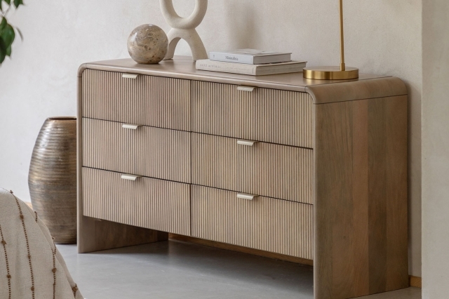 Gallery Direct Colonna Mango Wood 6 Drawer Chest of Drawers - Mango ...
